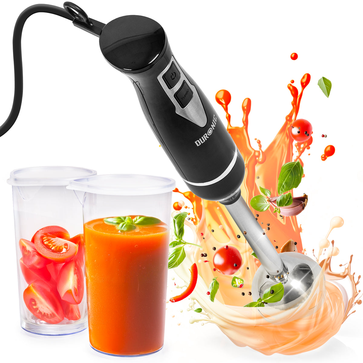 Duronic HB35C Blender ręczny 350W 4 ostrza ze stali nierdzewnej z poje ...
